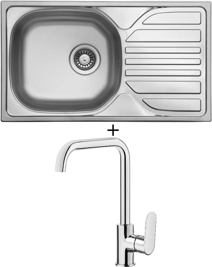 SET Sinks COMPACT 760 V nerez matný + Deante ALPINIA BGA 063M chrom