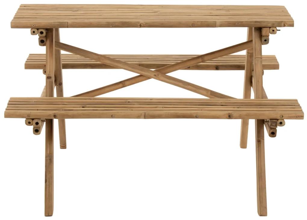 Bambusový zahradní stůl s lavicemi J-line Sahala 120 x 120 cm