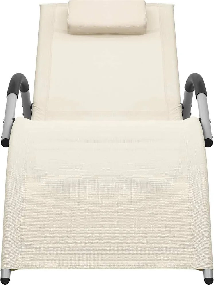 Zahradní lehátko textilen krémovo-šedé 310514