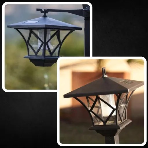 FlameGlow 155 cm – solární pochodňová lampa s 53 LED diodami a držákem na zeď nebo do země