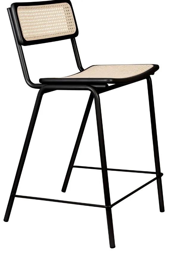 OnaDnes -20% Černá ratanová barová židle ZUIVER JORT 66,5 cm