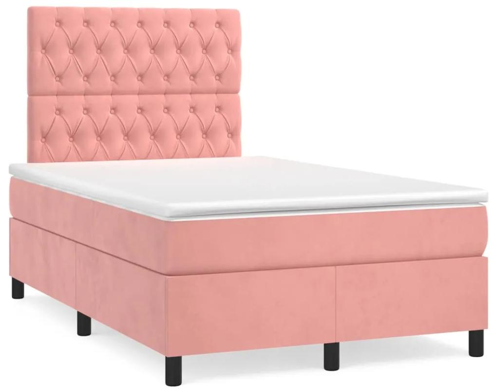 Box spring postel s matrací a LED růžová 120 x 190 cm samet,  3270334