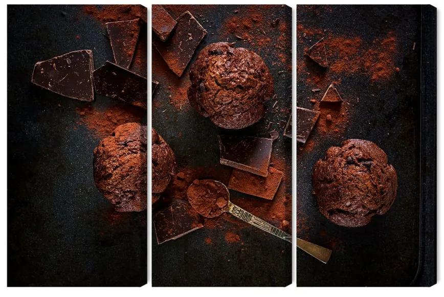 Vícedílný obraz Čokoládové Muffiny Nedostatek Nedostatek Přírodní plátno 60x40