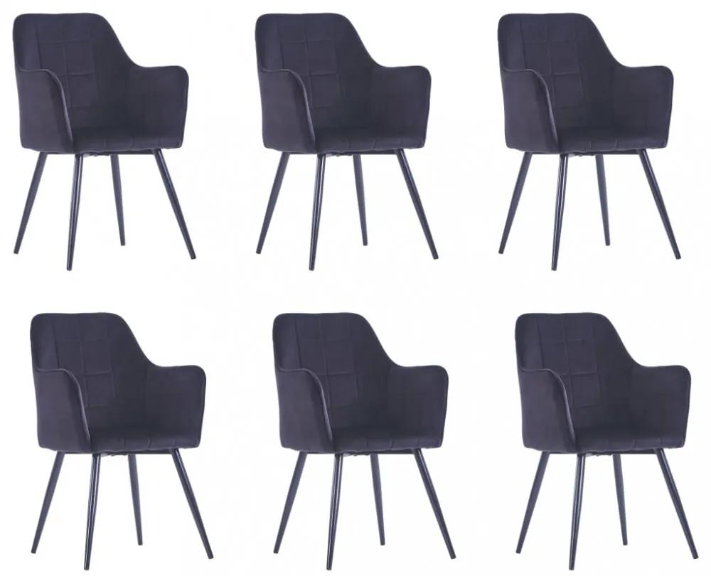 Jídelní židle 6 ks samet / ocel Dekorhome Modrá