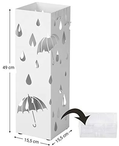 Songmics Stojan na deštníky, motiv kapky, bílý, výška 49 cm LUC49W