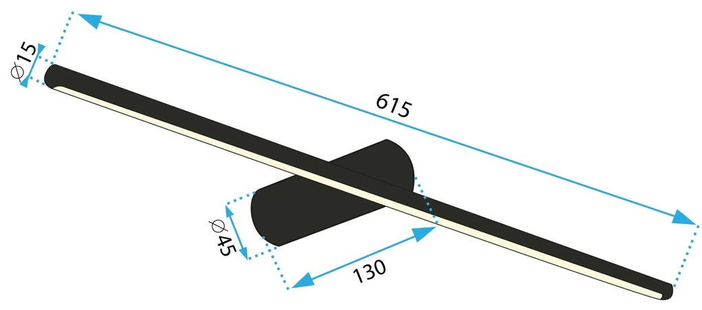 Toolight Toolight, LED nástěnné svítidlo 60cm 9W 4000K APP1342-W, černá, OSW-02432
