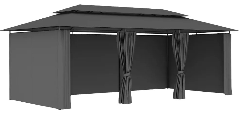 vidaXL Marketos Altán se závěsy 600 x 298 x 270 cm antracitový