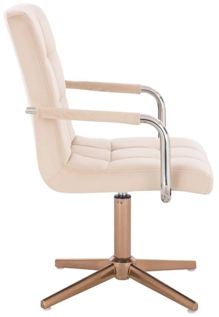LuxuryForm DESIGN Otočná židle VERONA VELUR na zlatém kříži - krémová