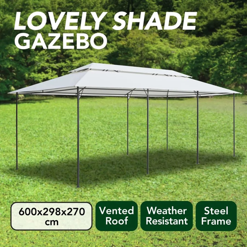 Zahradní Altán 600 X 298 X 270 Cm Bílý 180 G/M²