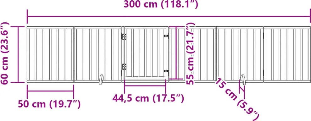 vidaXL Zábrana pro psy s dvířky skládací 6 panelů 300 cm topol [352173] Barva: Bílá