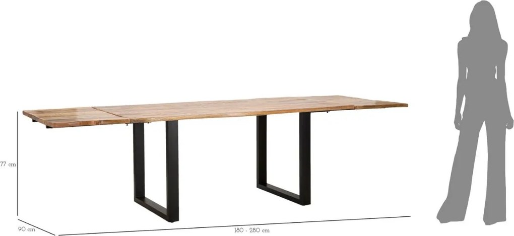 Rozkládací jídelní stůl Ingenue 180-280 cm hnědý / černý