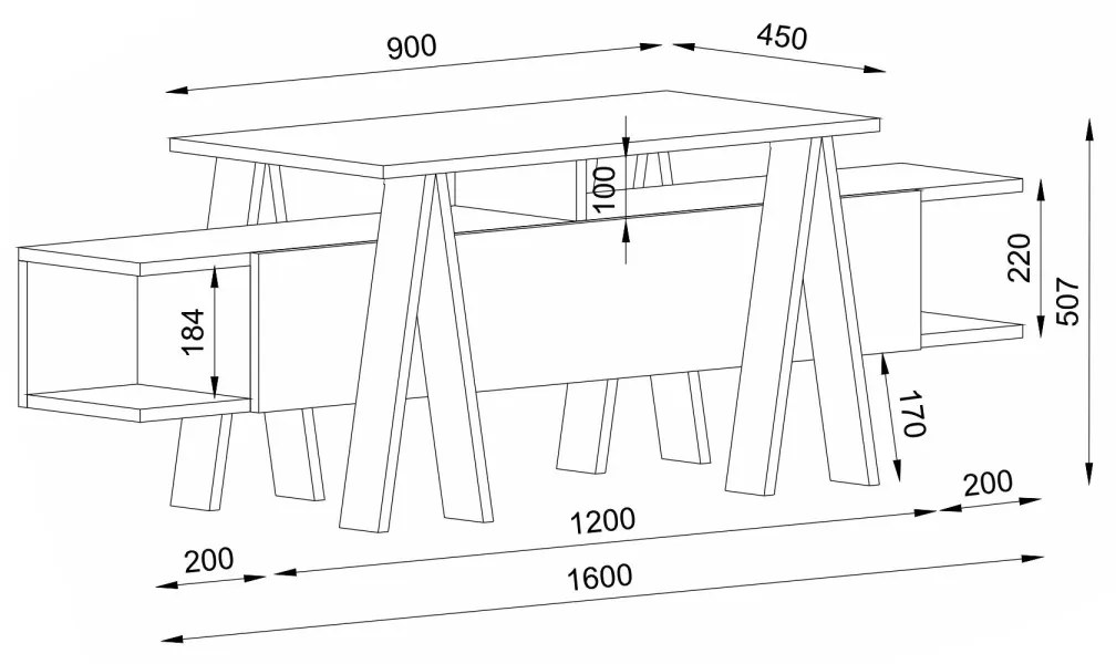 TV stolek ASPERO 160 cm černý/antracitový