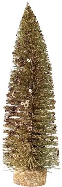 Zlatý třpytivý vánoční stromeček - 27 cm