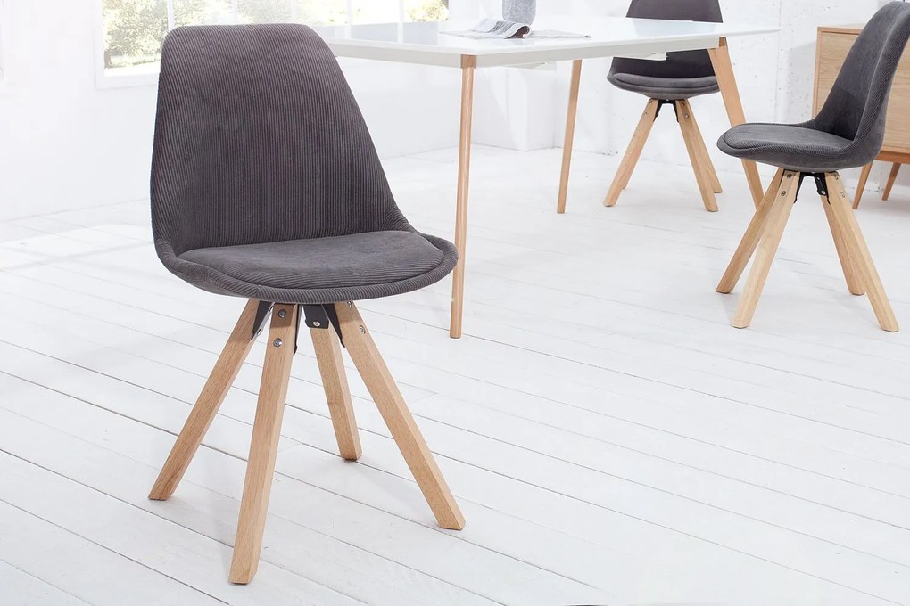 Židle Sweden NewLook / manšestrová šedá