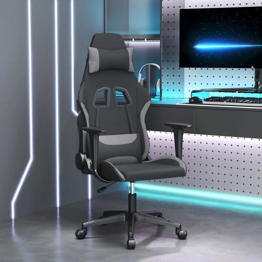 Herní židle černá a světle šedá textil 3143734