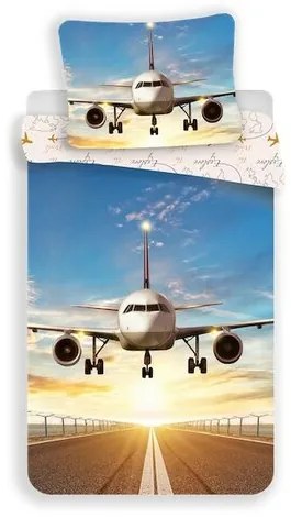 Jerry Fabrics Bavlněné povlečení Letadlo, 140 x 200 cm, 70 x 90 cm