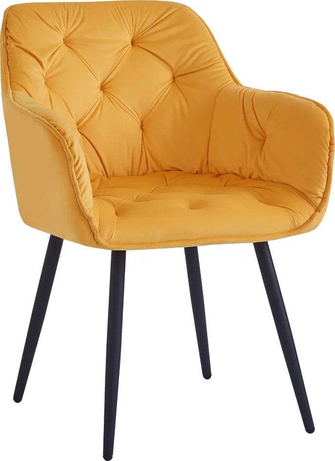 Designové křeslo TIRRA - látka Velvet, žlutá / černá