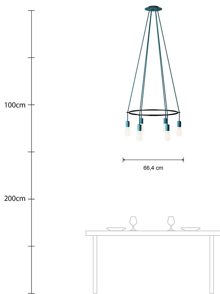 creative cables Lustr cage edison ST64 se 6 žárovkami Barva: Petrolejová