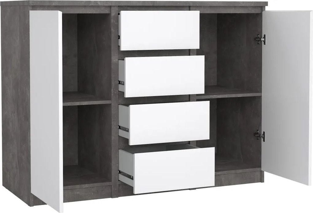 FALCO Komoda Simplicity 236 beton/bílý lesk