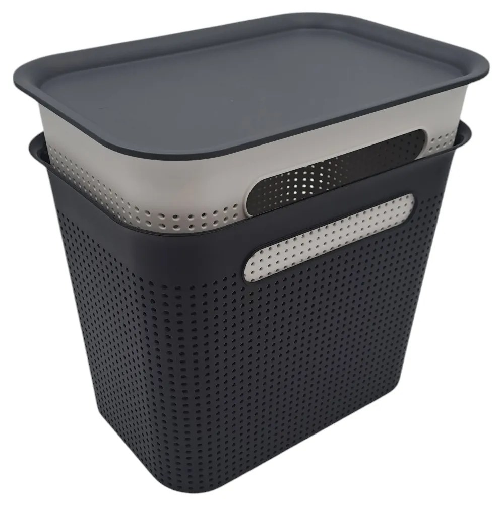 Rotho Úložný box s madly BRISEN 7l, 26x18x21cm, černý
