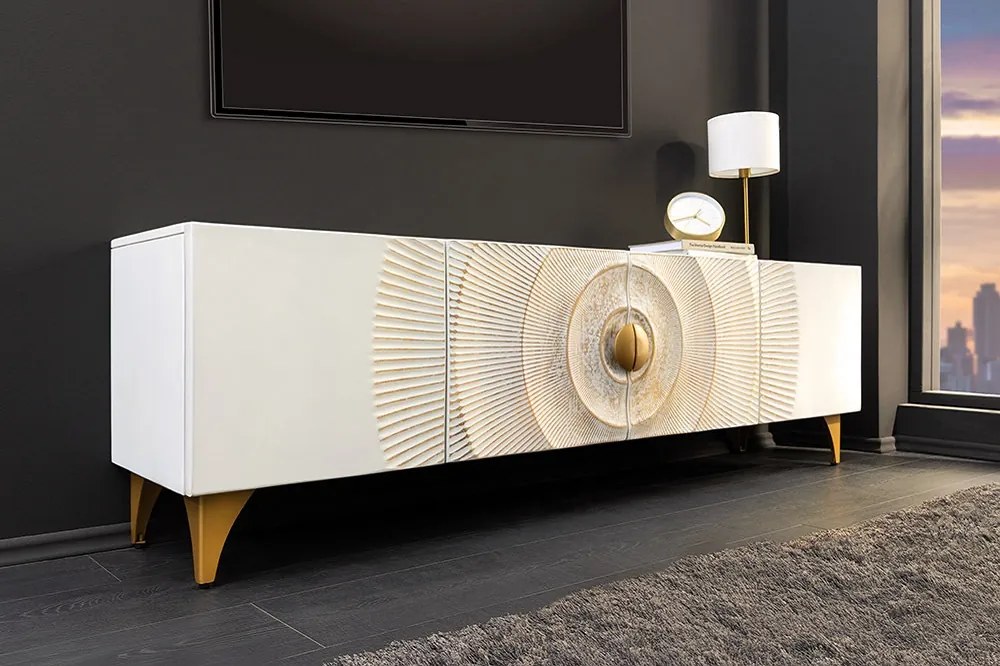 Designový TV stolek Venetia 180 cm bílé mango