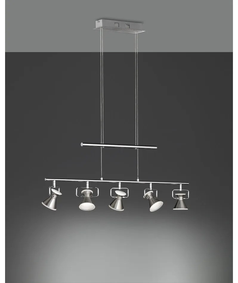 Trio DUKE 372110507 LED Závěsné Lampy matný nikl kov incl. 5 x SMD, 4,3W, 3000K, 400Lm 400lm 3000K IP20 A+