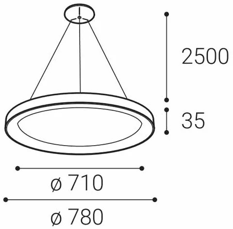 LED2 3271951D Bella Slim 78 P-Z, bílé kruhové závěsné svítidlo, 60W LED 3000K/4000K stmívatelné DALI, prům. 78cm