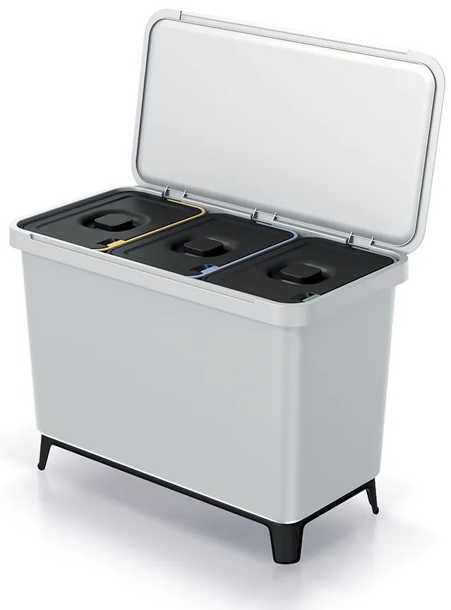 Odpadkový koš, 3 x 10 l, světle šedá