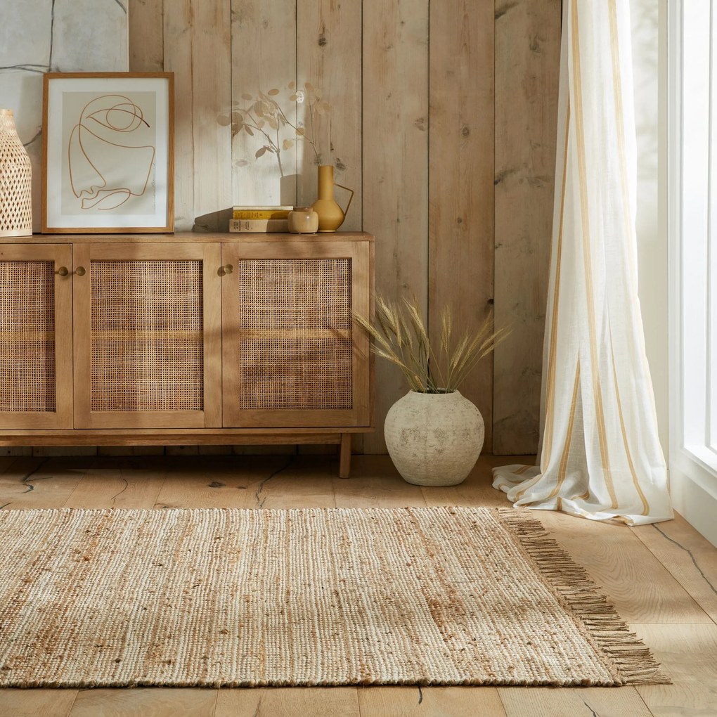 Flair Rugs, Kusový koberec Levi Chenille Jute Natural, 80x150, béžová, ložnice