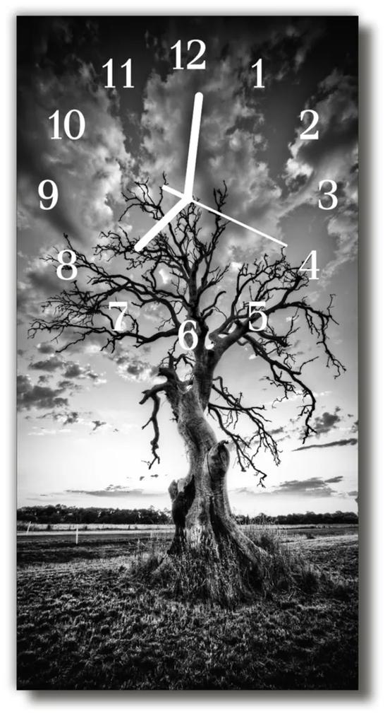 Skleněné hodiny vertikální  Nature Tree Černá a bílá