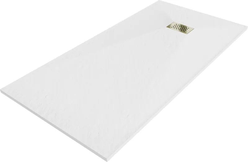 Mexen Hugo, obdélníková sprchová vanička SMC 170 x 90 cm, bílá, zlatá krytka, 42109017-G