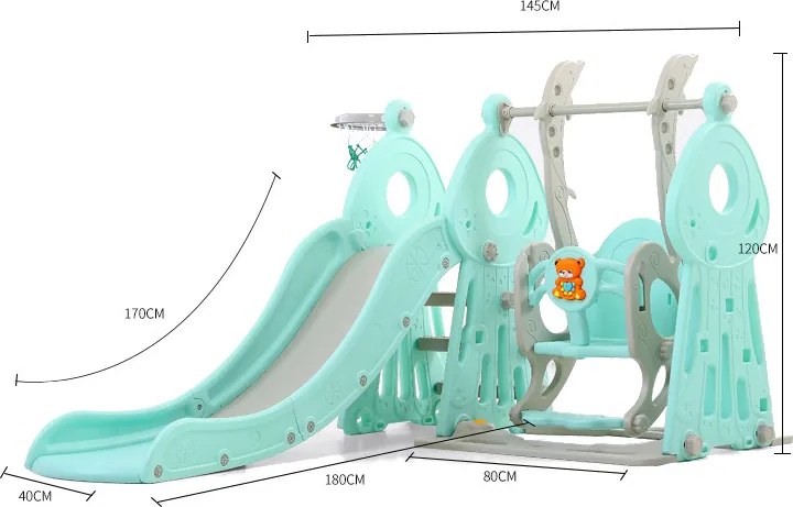 Dětská skluzavka s houpačkou a košem 4v1 inSPORTline Swingslide zelená