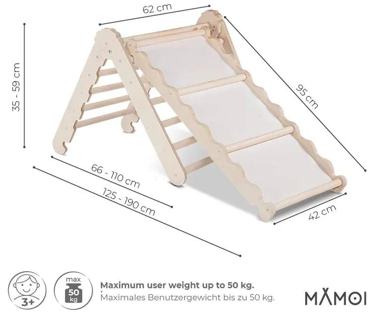 Moderní Pickler Triangle prolézačka se skluzavkou - přírodní