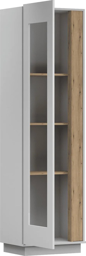 IDZ Vitrínová skříň GREY 1D 02, 58 cm Bílá/Dub Artisan