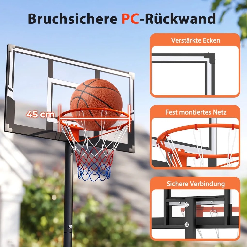Costway Přenosný basketbalový koš Výškově nastavitelný basketbalový brankový