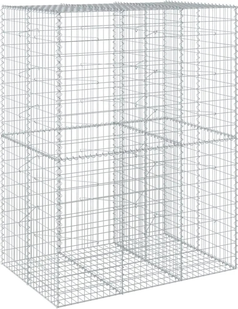 Gabionový koš s víkem 150 x 100 x 200 cm pozinkované železo 3295226