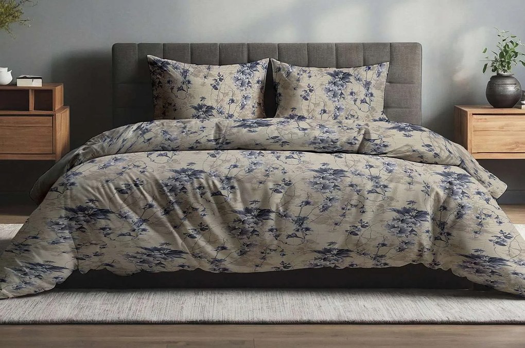 Krepové prodloužené povlečení Stíny květů Velikost: 140 x 220 + 70 x 90