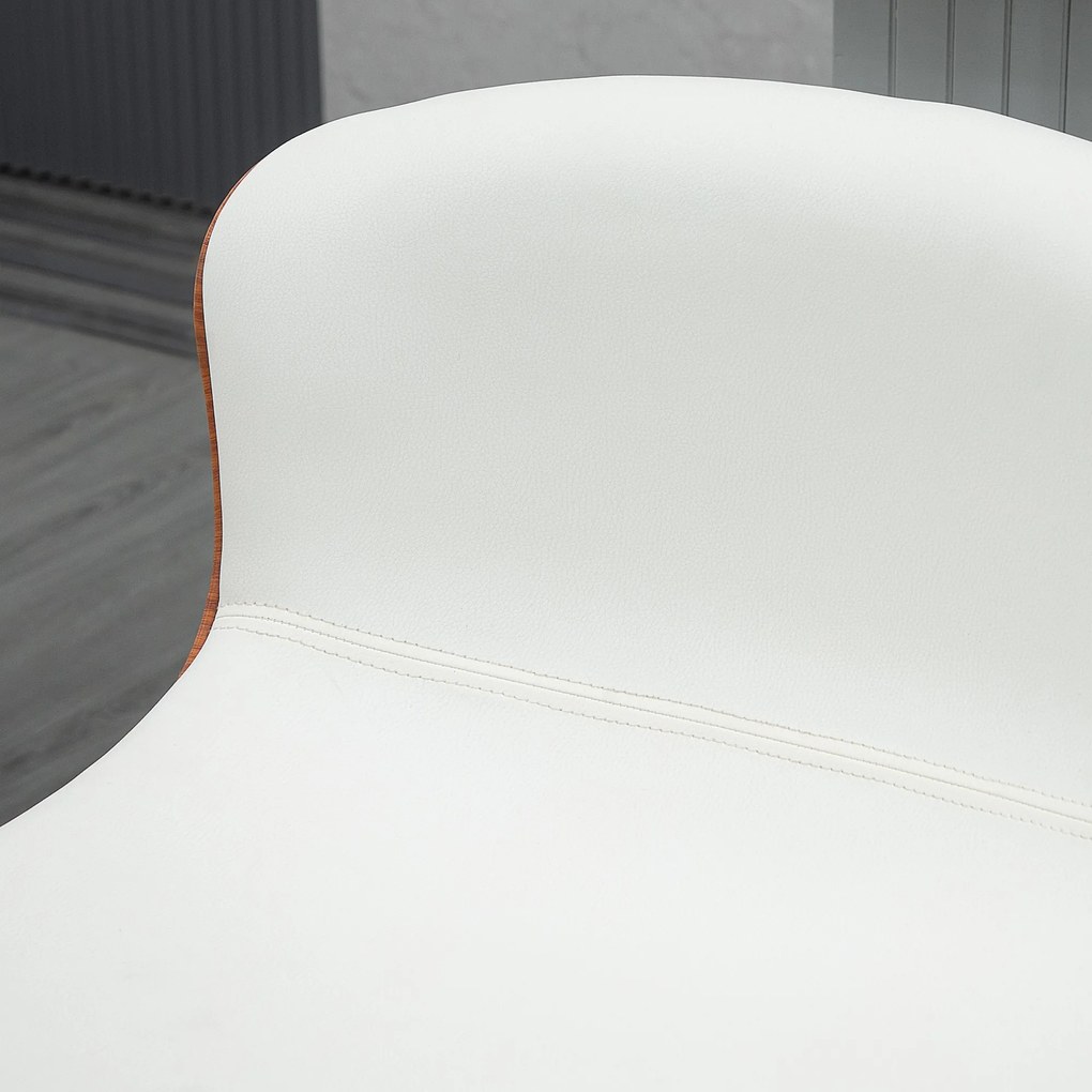 HOMCOM Sada 2 moderních barových židlí s nastavitelnou výškou sedáku 64-85 cm, otáčecí 360° s umělým potahem - Krémová imitace dřeva