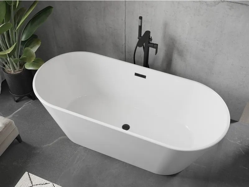 Mexen Flavia volně stojící vana 170 x 75 cm, bílá, černý přepad - 54031708000-70