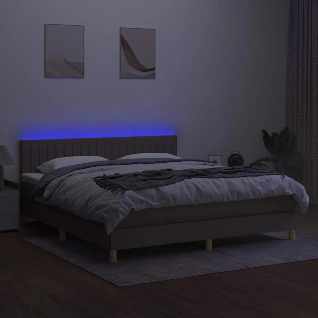 Box spring postel s matrací a LED taupe 180x200 cm textil 3133897