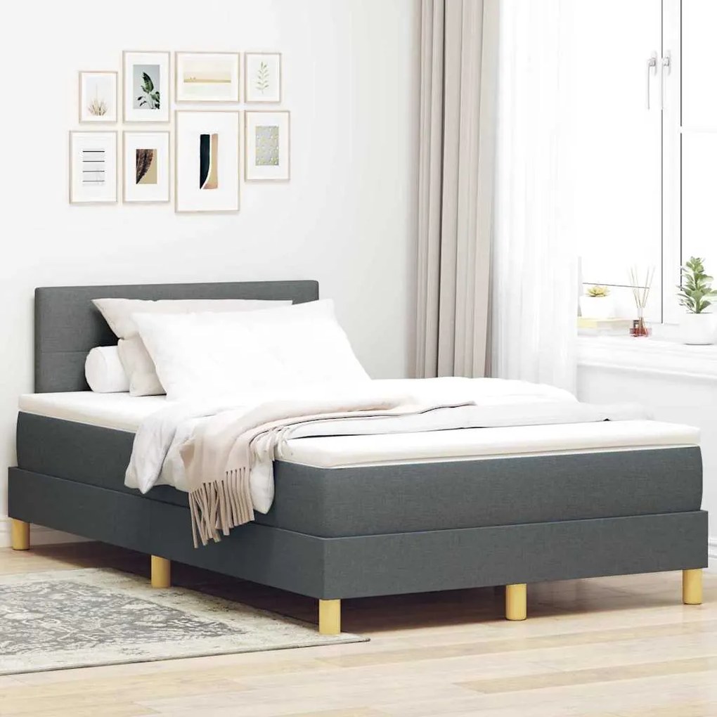 Postel s boxspringem s polštářem Tmavě šedá 120 x 190 cm textil 3338903