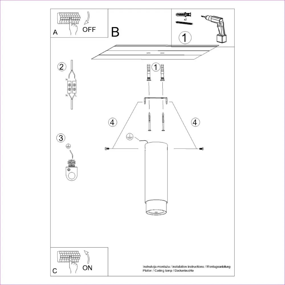 Stropní svítidlo v černo-stříbrné barvě Crown – Sollux
