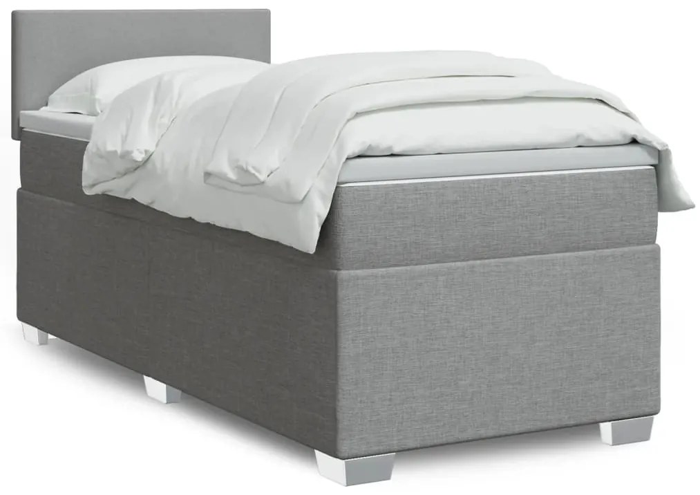 Box spring postel s matrací světle šedá 90x190 cm textil 3285736
