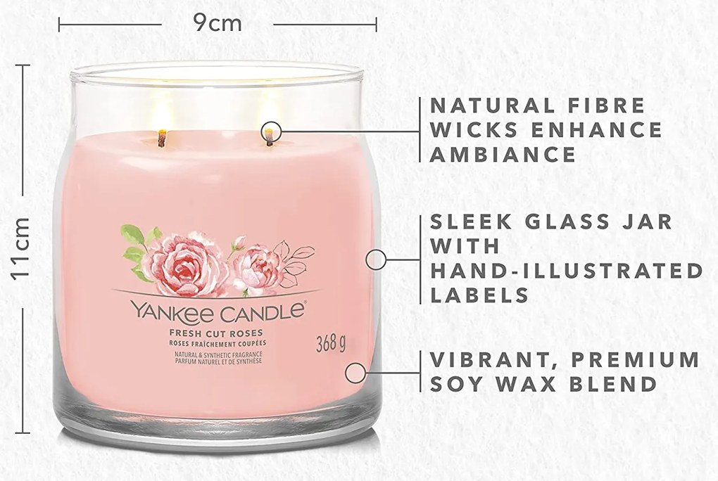 Yankee Candle vonná svíčka Signature ve skle střední Fresh Cut Roses 368g