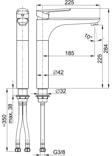 KFA Armatura 5022-712-00 - Umyvadlová baterie + výpusť TANZANIT 28,4 cm l. chrom