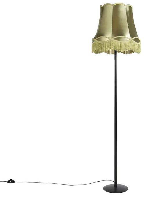 Retro stojací lampa černá s odstínem Granny zelená 45 cm - Simplo | BIANO