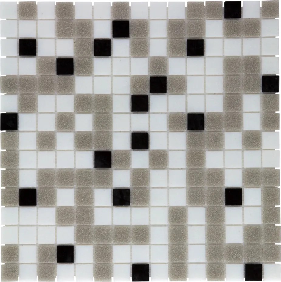The Mosaic Factory Obklad mozaika skleněná bílo-šedo-černá White / Grey / Black mix 2x2 (32,3x32,3) cm - GM53