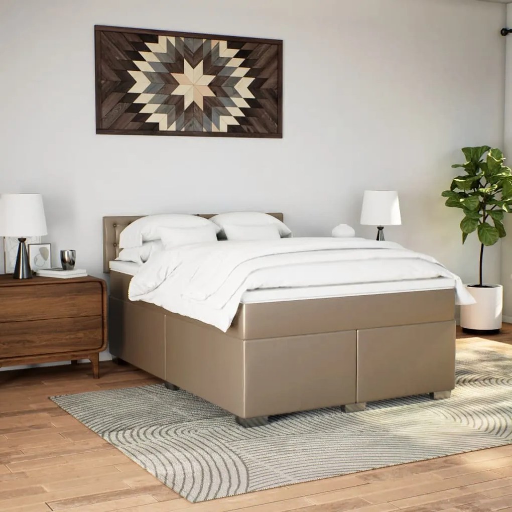 Box spring postel s matrací cappuccino 140x200 cm umělá kůže 3288427