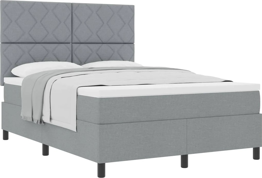 Postel s boxspringem s čelo Světle šedá 160 x 200 cm textil 3339476