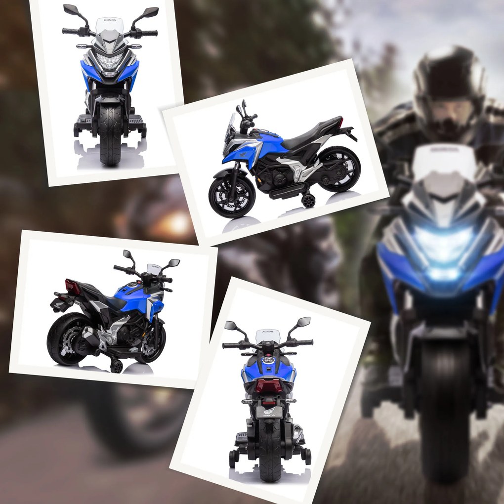 Dětská elektrická motorka AIYAPLAY Honda - Jízda na motorce pro děti od 3 do 6 let s hudbou a světlomety - Elektrické vozidlo s 2 stabilizačními koly…
